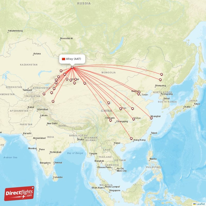 Direct flights from Altay - 25 destinations - AAT, China ...