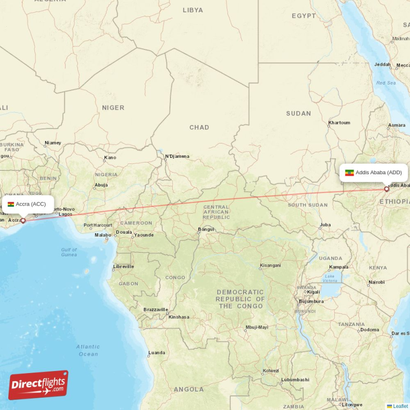 Direct flights from Accra to Addis Ababa (ACC-ADD) - Directflights.com