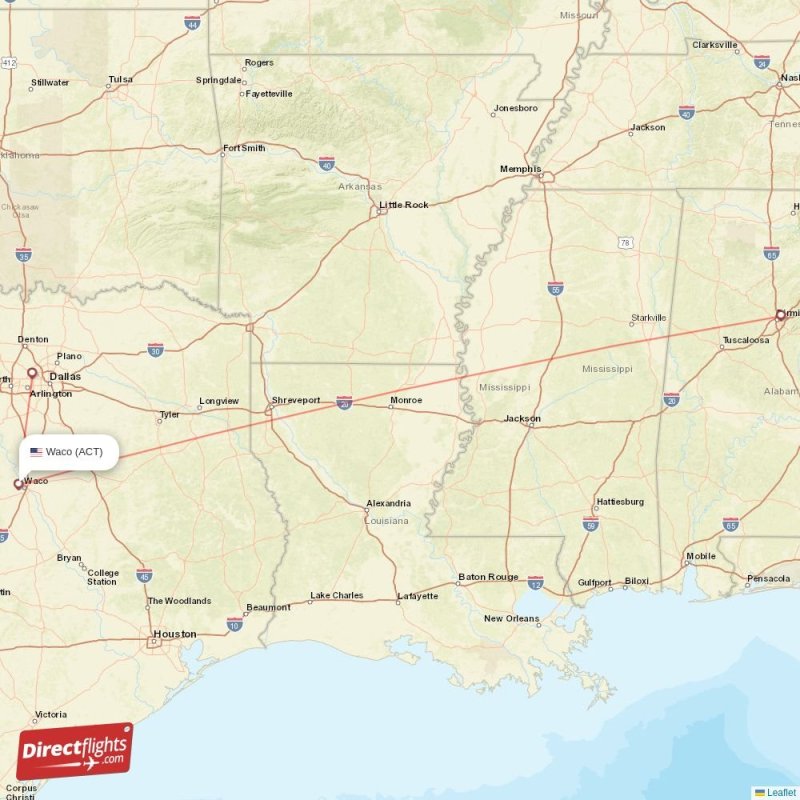 Direct flights to Waco - ACT, USA - Directflights.com