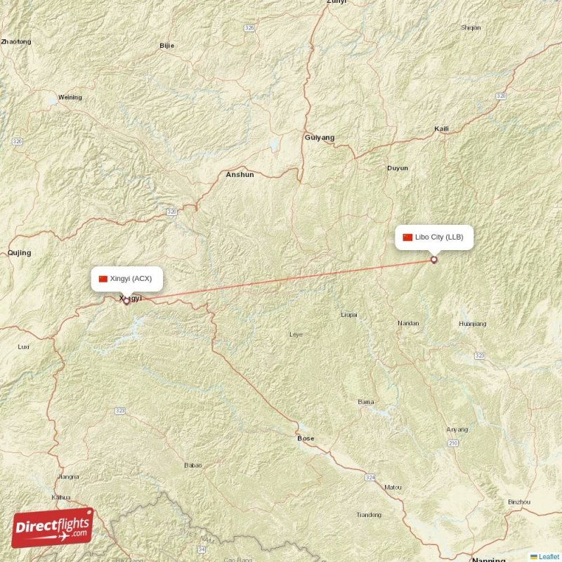 Direct flights from Xingyi to Libo City (ACX-LLB) - Directflights.com