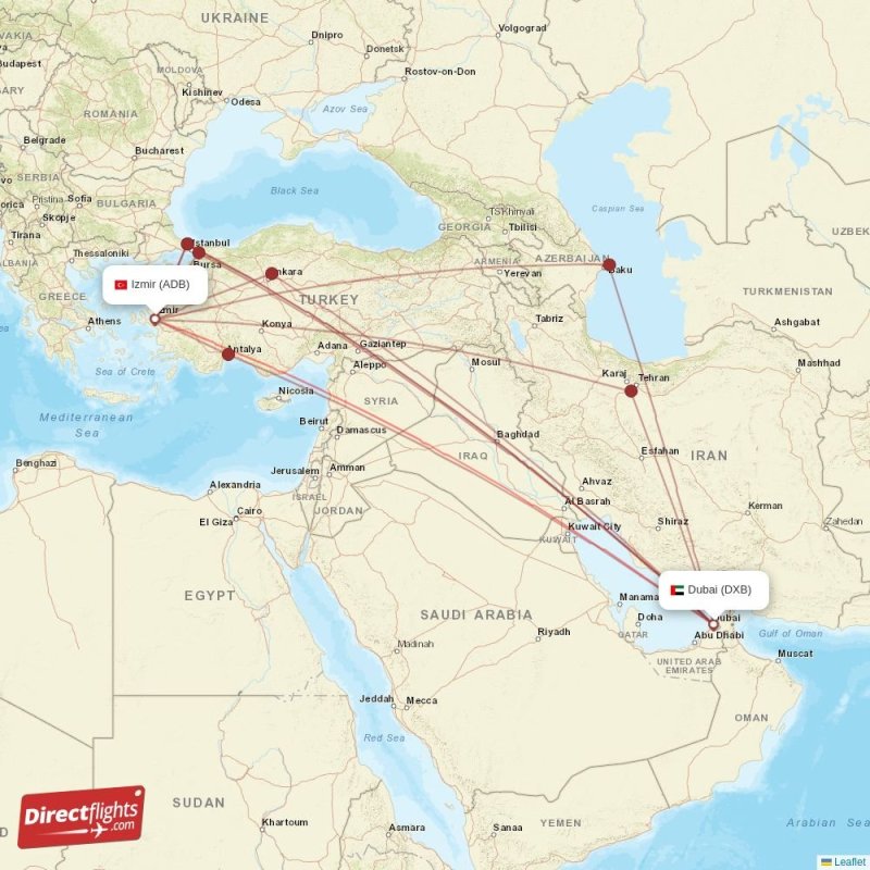 Direct flights from Izmir to Dubai, ADB to DXB non-stop - Directflights.com