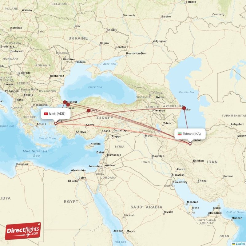 Direct flights from Izmir to Tehran, ADB to IKA non-stop ...