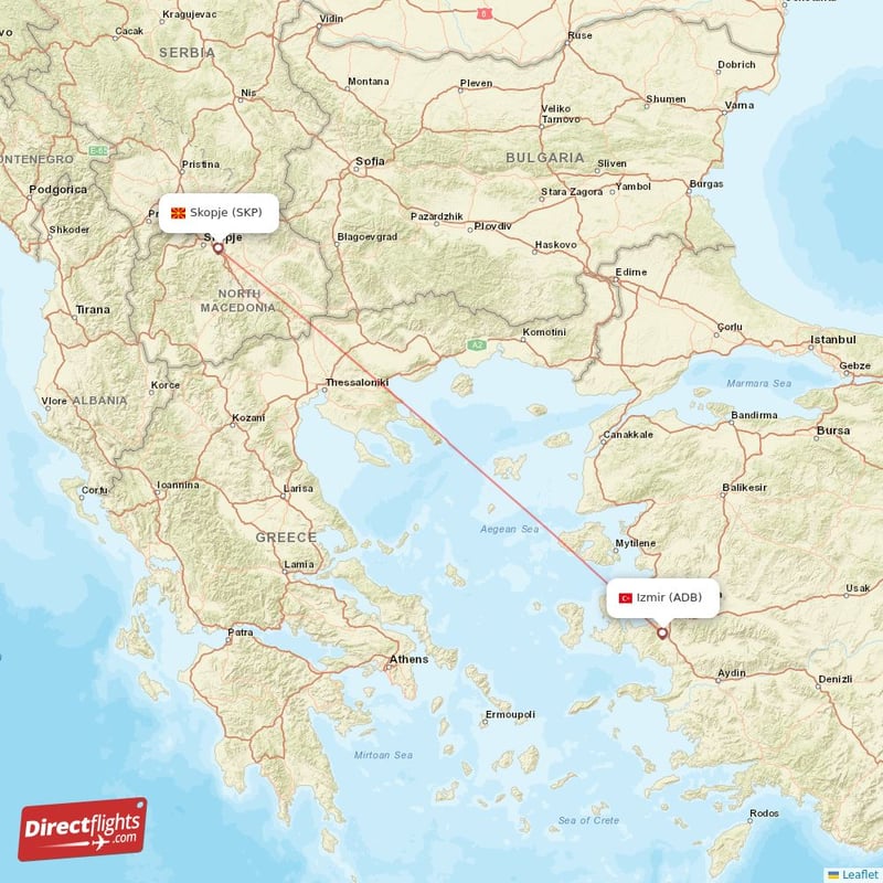 Direct flights from Izmir to Skopje, ADB to SKP non-stop ...