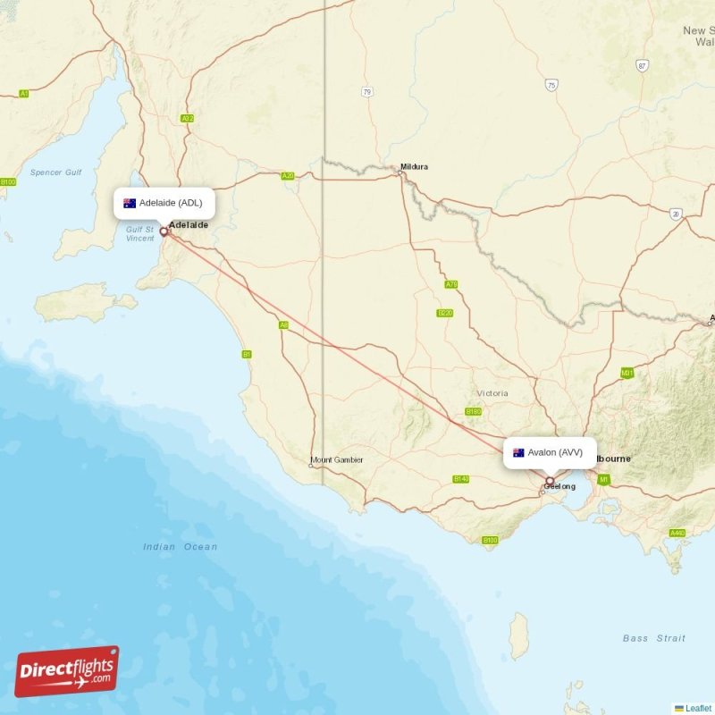 Direct flights from Adelaide to Avalon (ADL-AVV) - Directflights.com
