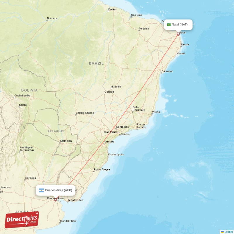 Direct flights from Buenos Aires to Natal, AEP to NAT non-stop ...