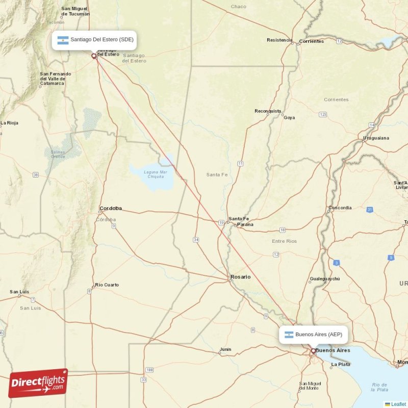 Direct flights from Buenos Aires to Santiago Del Estero, AEP to SDE non ...