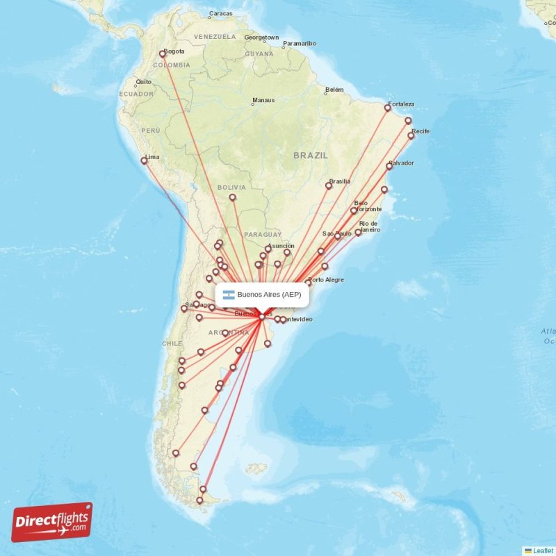 Direct flights to Buenos Aires - AEP, Argentina - Directflights.com
