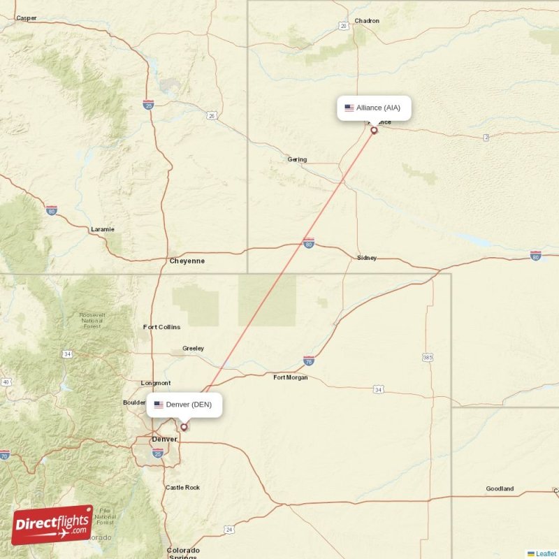 Direct flights from Alliance - 1 destinations - AIA, USA ...