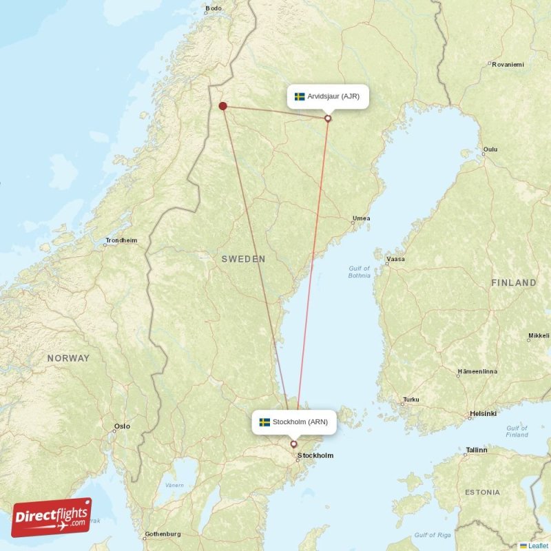 Direct flights from Arvidsjaur to Stockholm, AJR to ARN non-stop ...