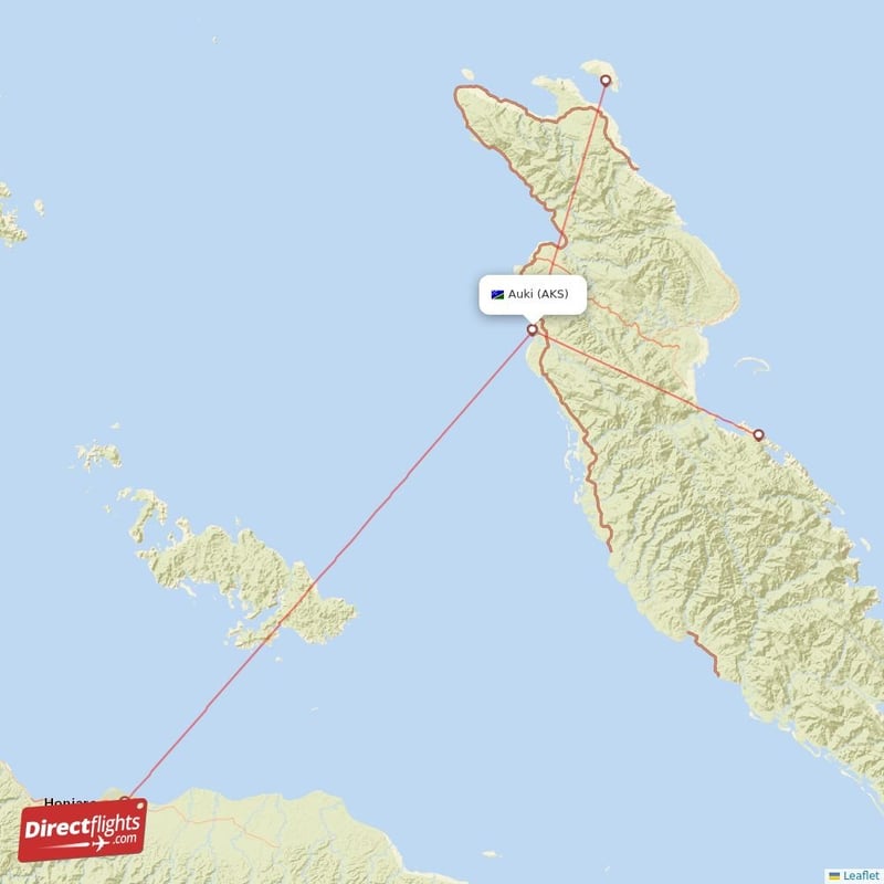 Direct flights from Auki - 1 destinations - AKS, Solomon Islands ...