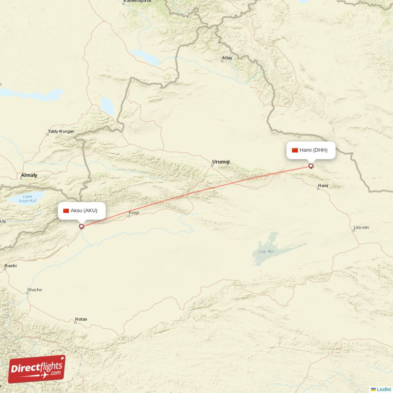 Direct flights from Aksu to Hami (AKU-DHH) - Directflights.com