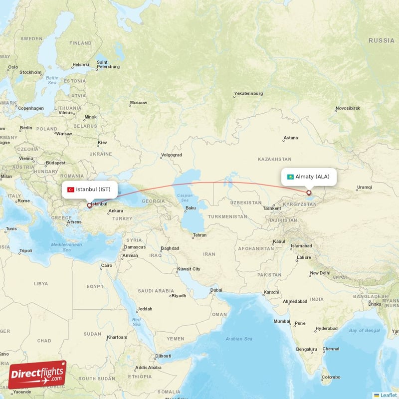 Direct flights from Almaty to Istanbul, ALA to IST non-stop - Directflights.com