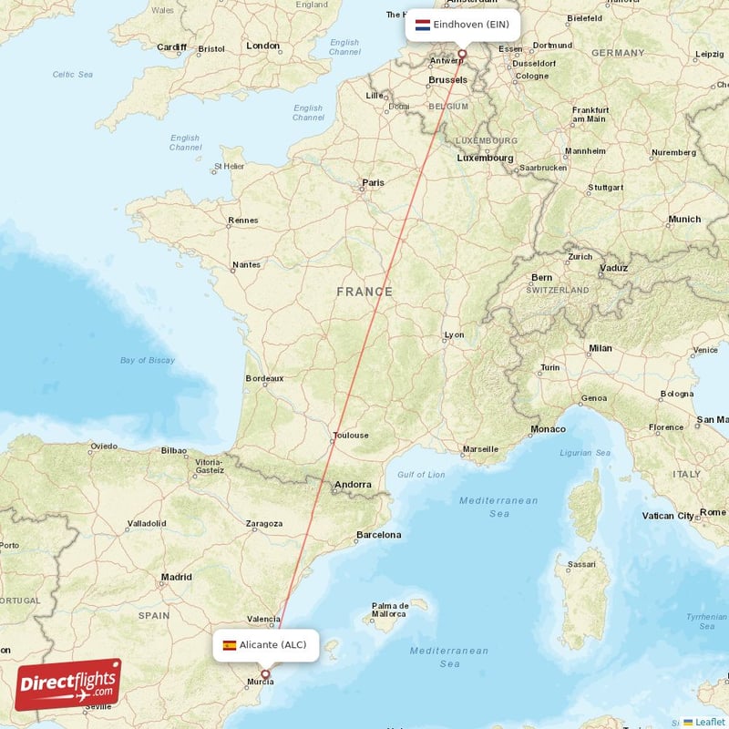 Direct flights from Alicante to Eindhoven, ALC to EIN non-stop - Directflights.com