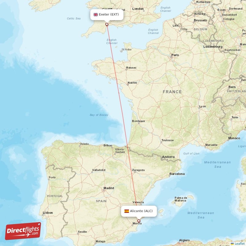 Direct flights from Alicante to Exeter, ALC to EXT non-stop - Directflights.com