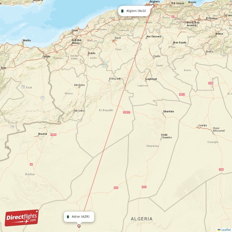 Direct flights from Algiers to Adrar, ALG to AZR non-stop ...