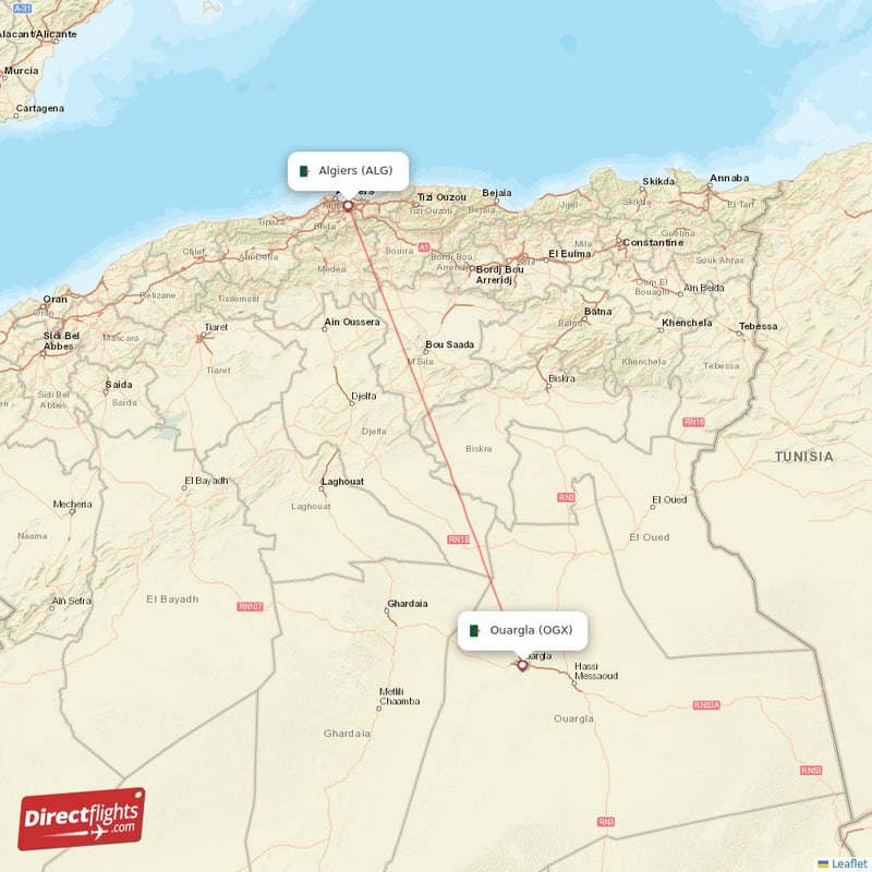 Direct flights from Algiers to Ouargla, ALG to OGX non-stop ...