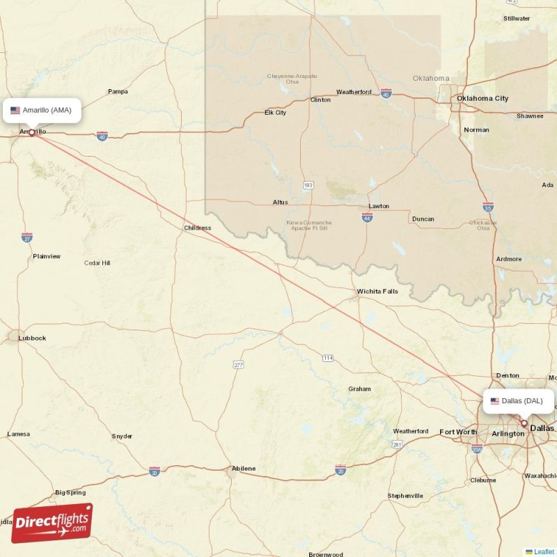Direct flights from Amarillo to Dallas (AMA-DAL) - Directflights.com