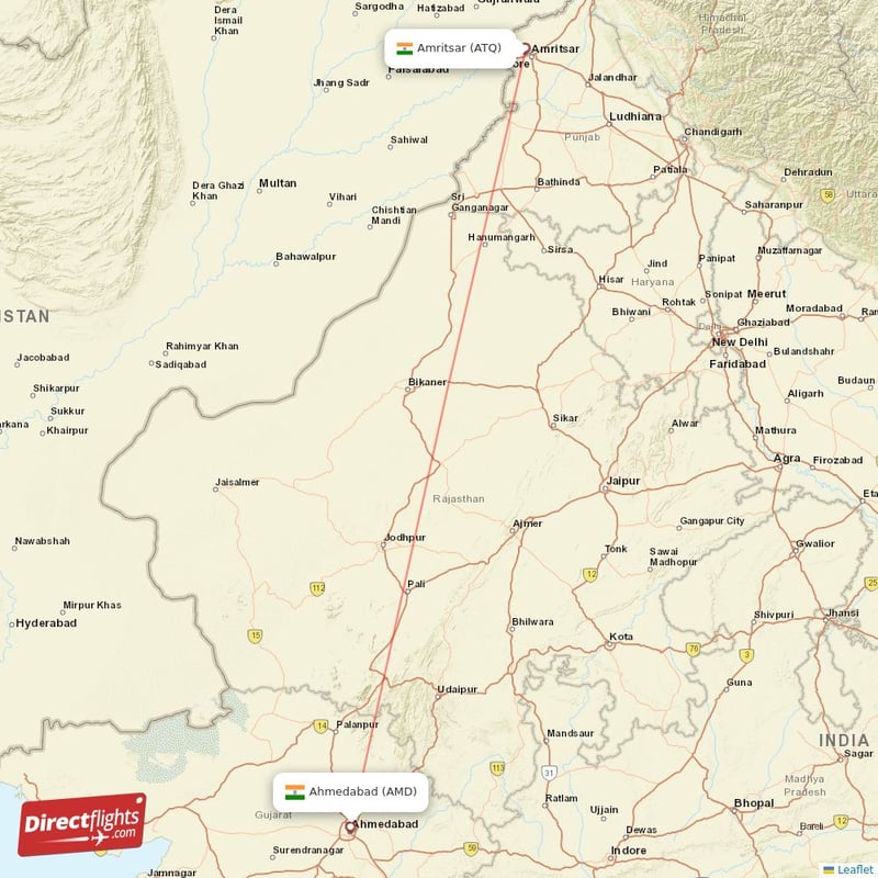 Direct flights from Ahmedabad to Amritsar, AMD to ATQ non-stop - Directflights.com