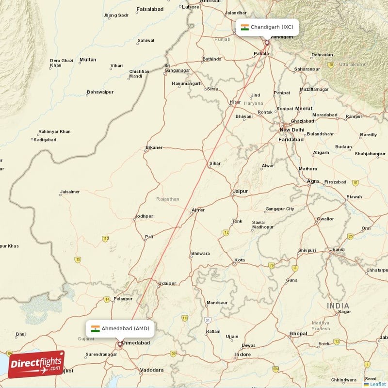 Direct flights from Ahmedabad to Chandigarh, AMD to IXC non-stop - Directflights.com