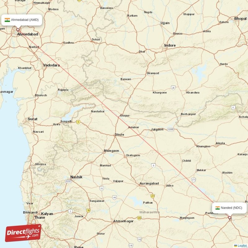 Direct flights from Ahmedabad to Nanded (AMD-NDC) - Directflights.com