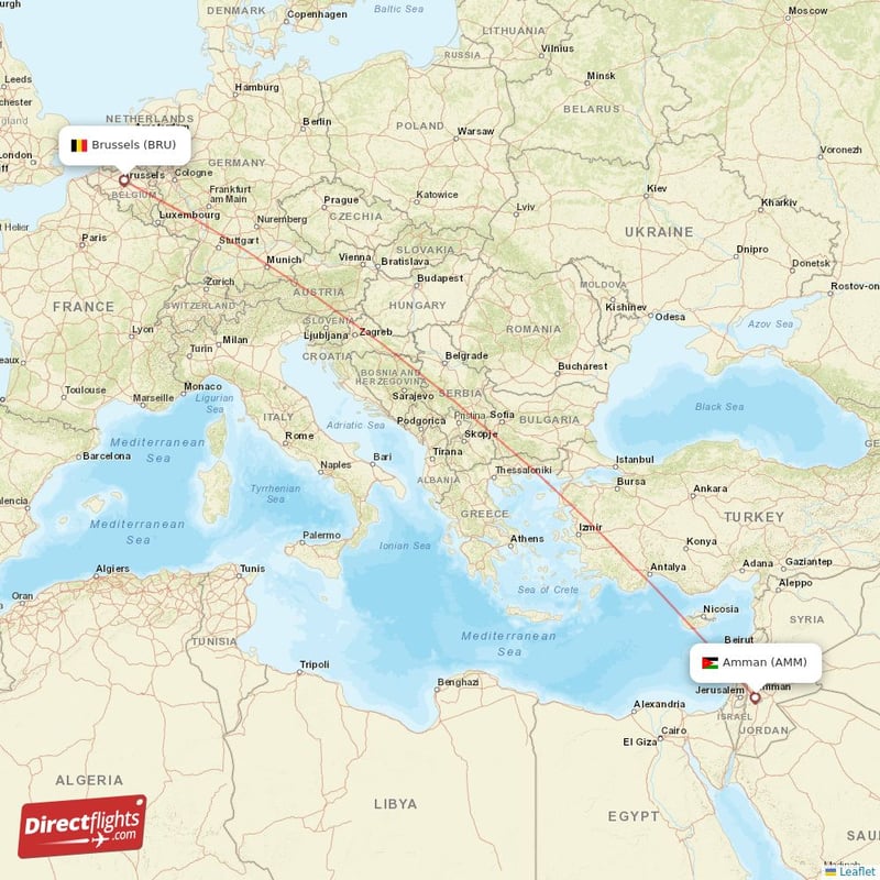 Direct flights from Amman to Brussels, AMM to BRU non-stop - Directflights.com