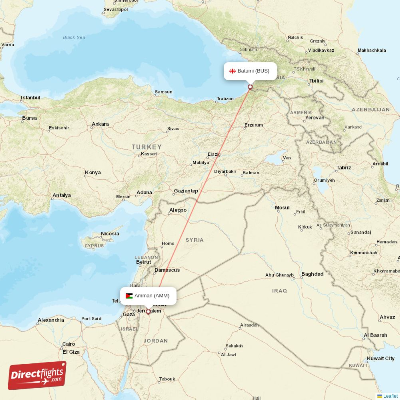 Direct flights from Amman to Batumi (AMM-BUS) - Directflights.com
