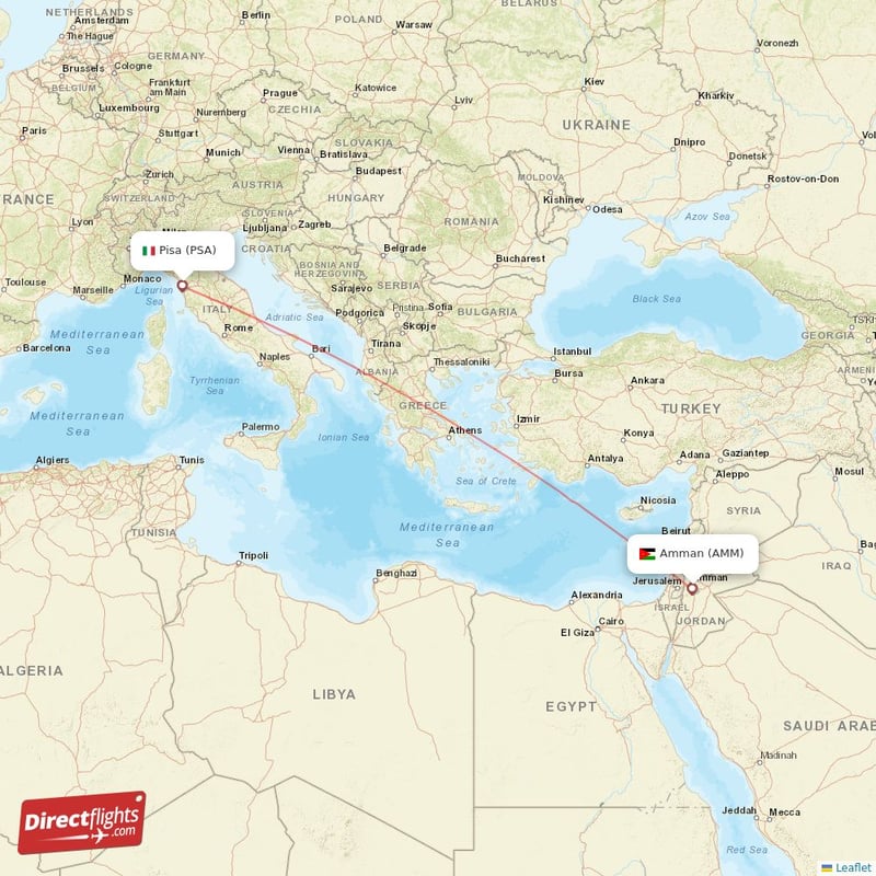 Direct flights from Amman to Pisa, AMM to PSA non-stop - Directflights.com