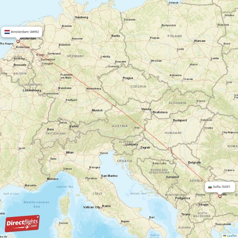 Direct flights from Amsterdam to Sofia, AMS to SOF non-stop - Directflights.com