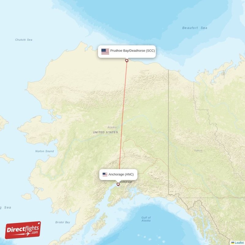 Direct flights from Anchorage to Prudhoe Bay/Deadhorse (ANC-SCC ...