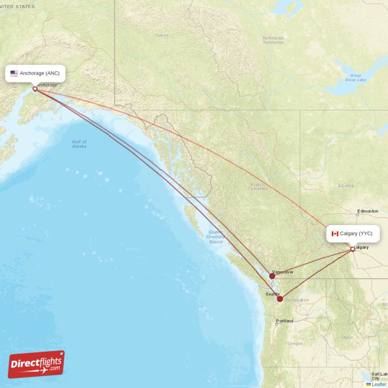 Direct flights from Anchorage to Calgary (ANC-YYC) - Directflights.com