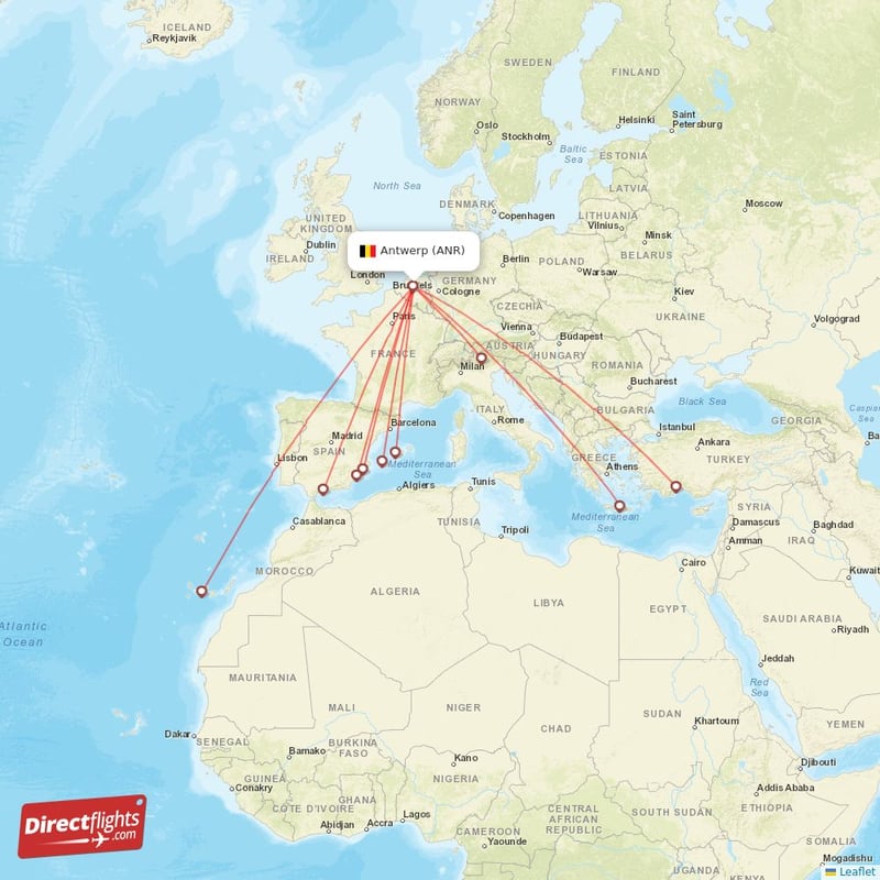 Direct flights from Antwerp - 5 destinations - ANR, Belgium ...