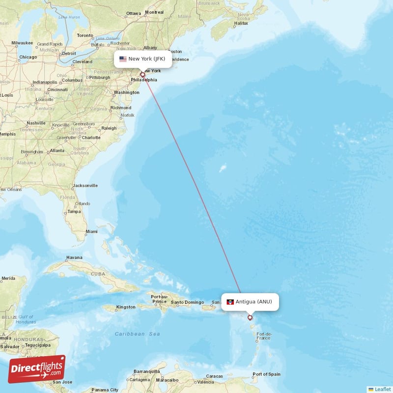 Direct flights from Antigua to New York, ANU to JFK non-stop - Directflights.com