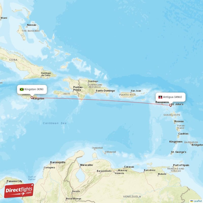Direct flights from Antigua to Kingston, ANU to KIN non-stop - Directflights.com