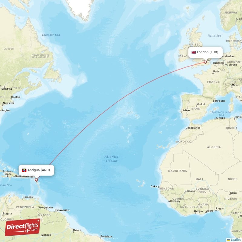 Direct flights from Antigua to London, ANU to LHR non-stop - Directflights.com