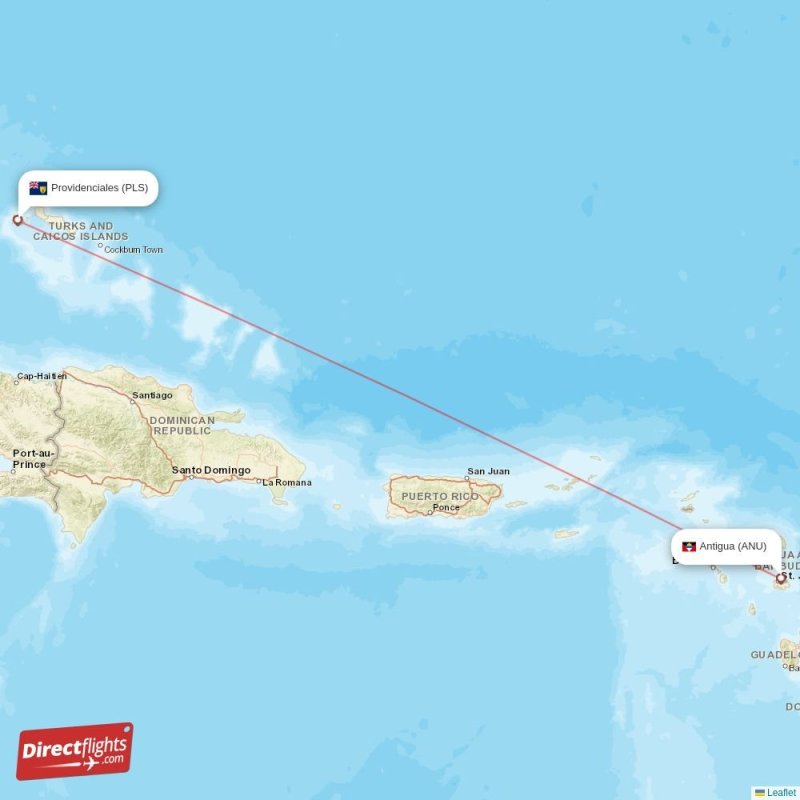 Direct flights from Antigua to Providenciales (ANU-PLS) - Directflights.com
