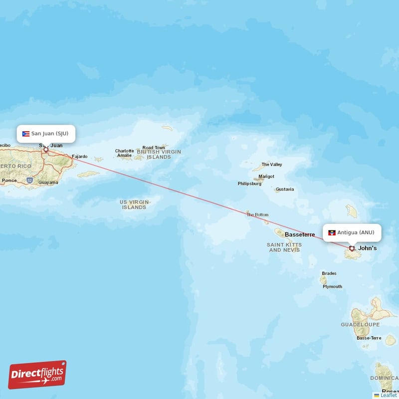 Direct flights from Antigua to San Juan, ANU to SJU non-stop - Directflights.com