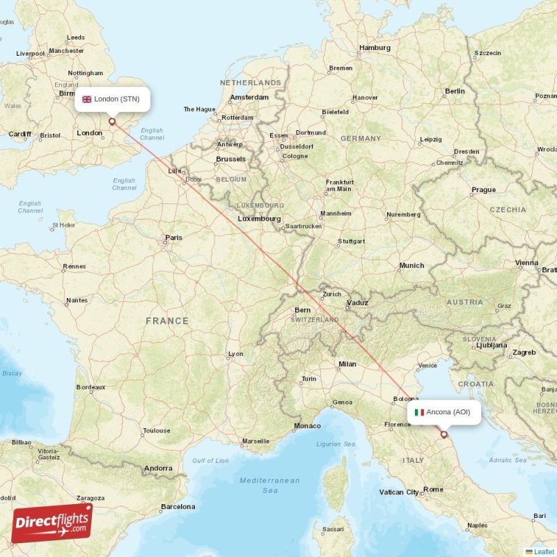Direct flights from Ancona to London (AOI-STN) - Directflights.com