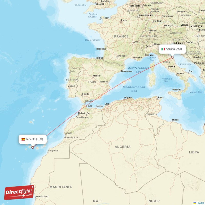Direct flights from Ancona to Tenerife, AOI to TFS non-stop ...