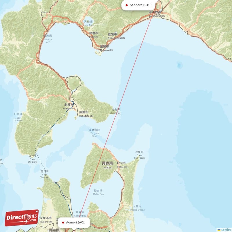 Direct flights from Aomori to Sapporo, AOJ to CTS non-stop - Directflights.com