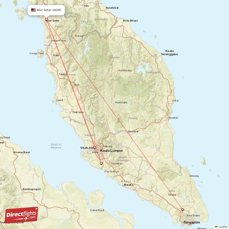 Direct flights to Alor Setar - AOR, Malaysia - Directflights.com