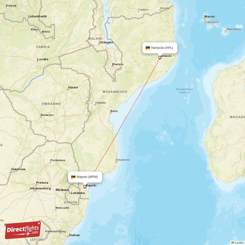 Direct flights from Nampula to Maputo, APL to MPM non-stop ...