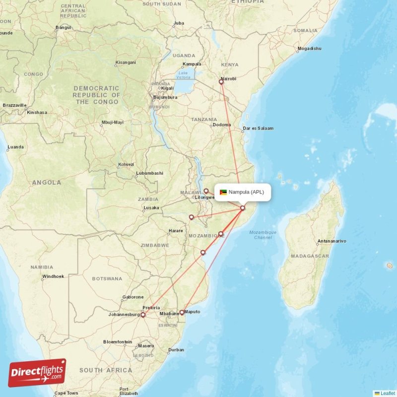 Direct flights from Nampula - 5 destinations - APL, Mozambique ...