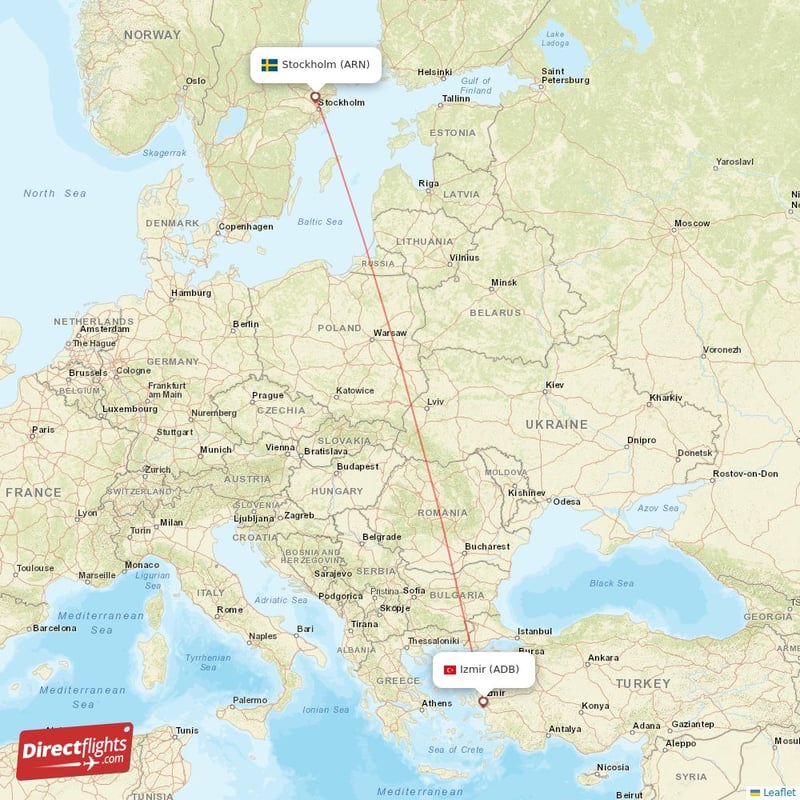 Direct flights from Stockholm to Izmir, ARN to ADB non-stop - Directflights.com