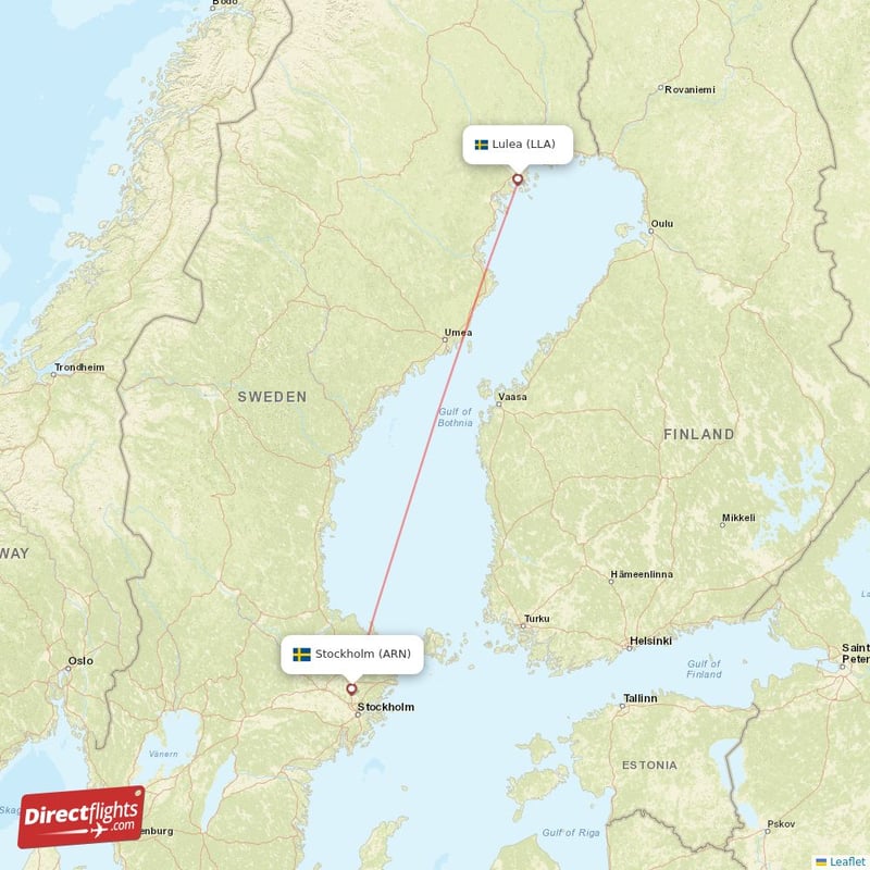 Direct flights from Stockholm to Lulea, ARN to LLA non-stop - Directflights.com