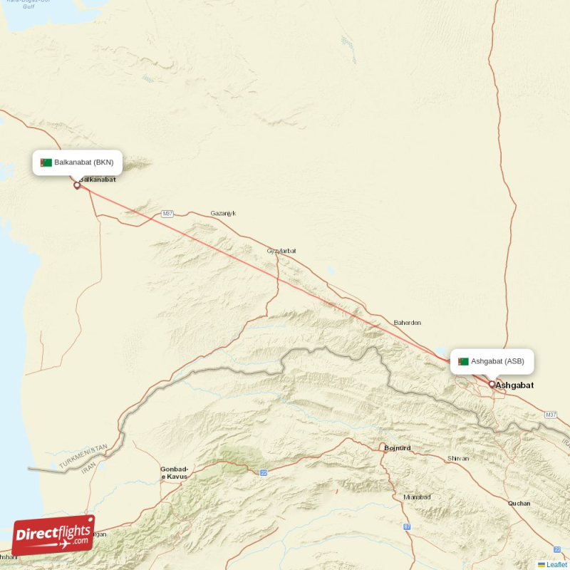 Direct flights from Ashgabat to Balkanabat, ASB to BKN non-stop ...