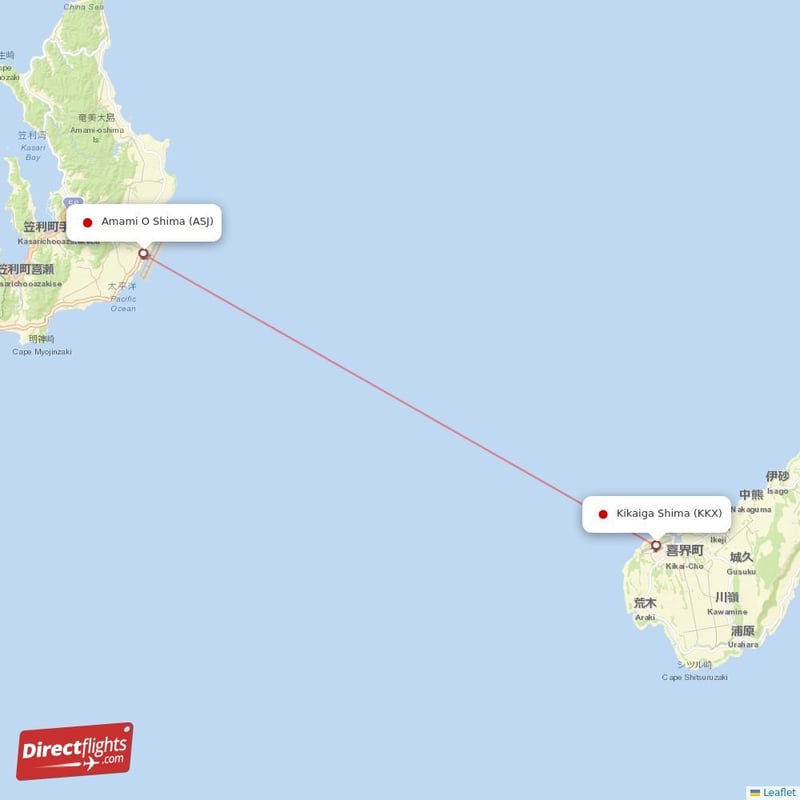 Direct flights from Amami O Shima to Kikaiga Shima, ASJ to KKX non-stop ...