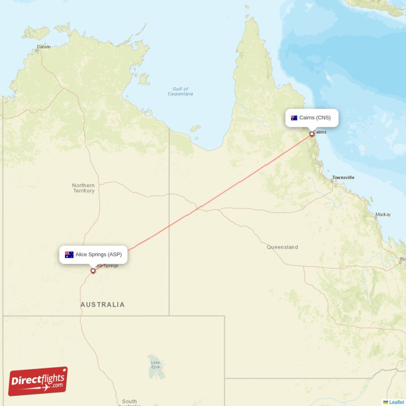 Direct flights from Alice Springs to Cairns (ASP-CNS) - Directflights.com