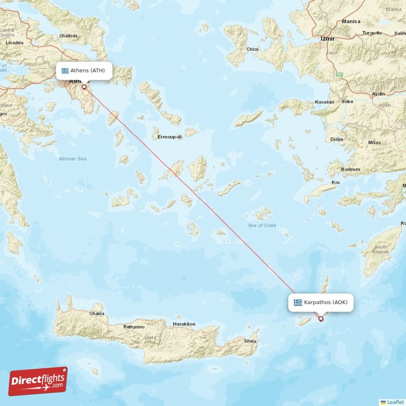Direct flights from Athens to Karpathos, ATH to AOK non-stop - Directflights.com