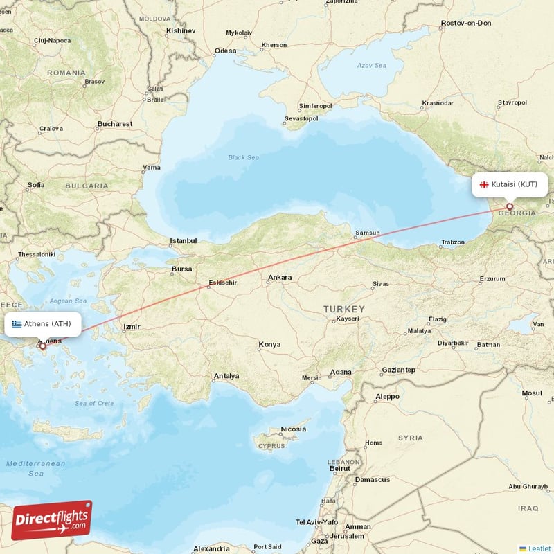 Direct flights from Athens to Kutaisi, ATH to KUT non-stop - Directflights.com