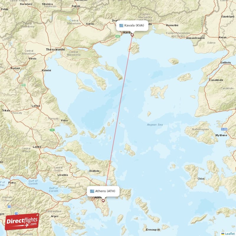 Direct flights from Athens to Kavala, ATH to KVA non-stop - Directflights.com